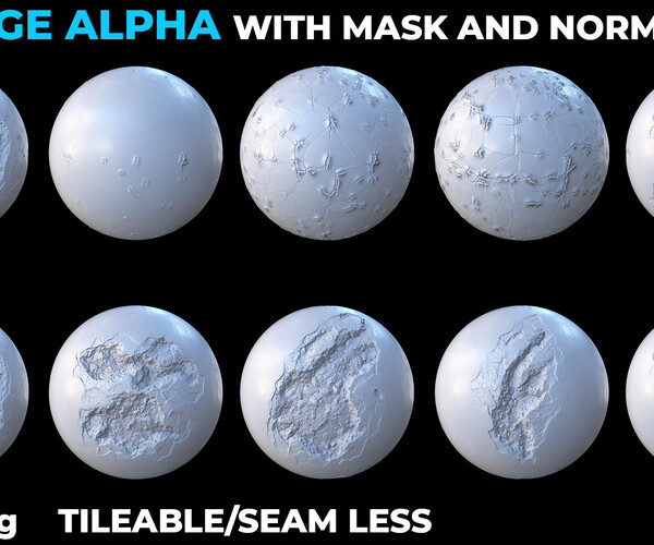 ArtStation - 50 Damage Alpha +Mask +Normal (4K .Png Tileable Seamless ...