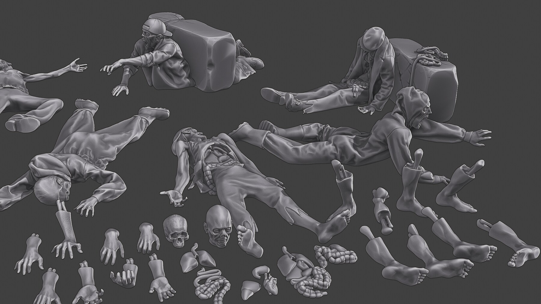 ArtStation - Zombie Crushed and Breaks Pack 1 | Resources