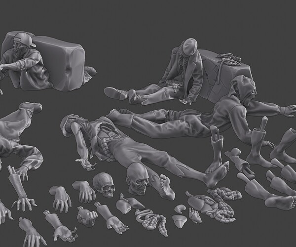 ArtStation - Zombie Crushed and Breaks Pack 1 | Resources