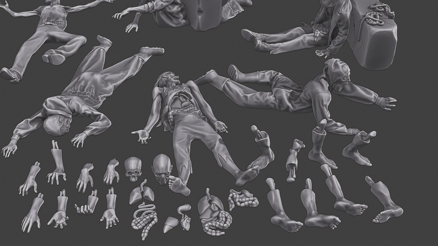 ArtStation - Zombie Crushed and Breaks Pack 1 | Resources