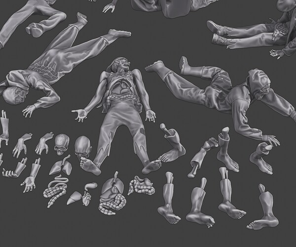 ArtStation - Zombie Crushed and Breaks Pack 1 | Resources