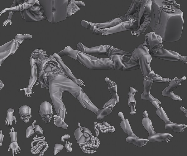ArtStation - Zombie Crushed and Breaks Pack 1 | Resources