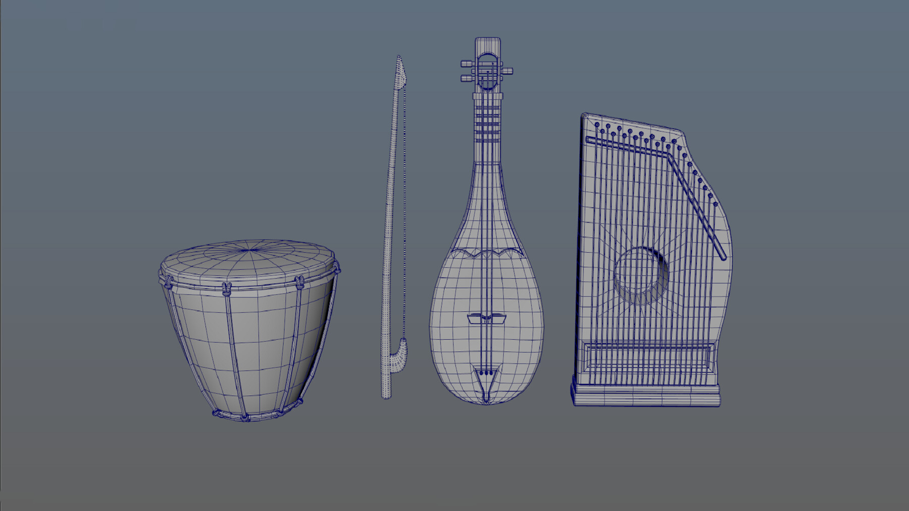 ArtStation - Musical instruments drum flute balalaika PBR game ready ...