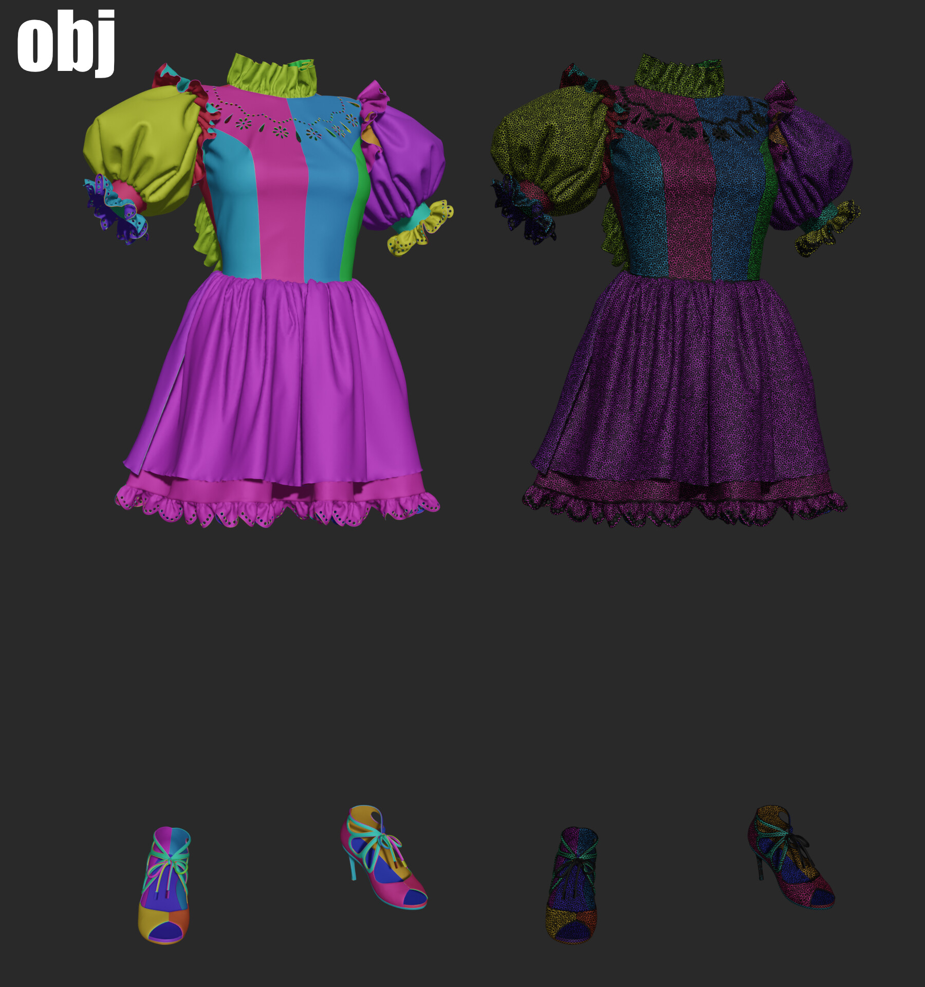 ArtStation - Dress 7_5. Marvelous Designer/Clo3d project + OBJ. | Resources