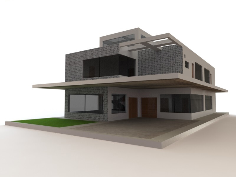 ArtStation - 3D model drawing of villa structure | Game Assets