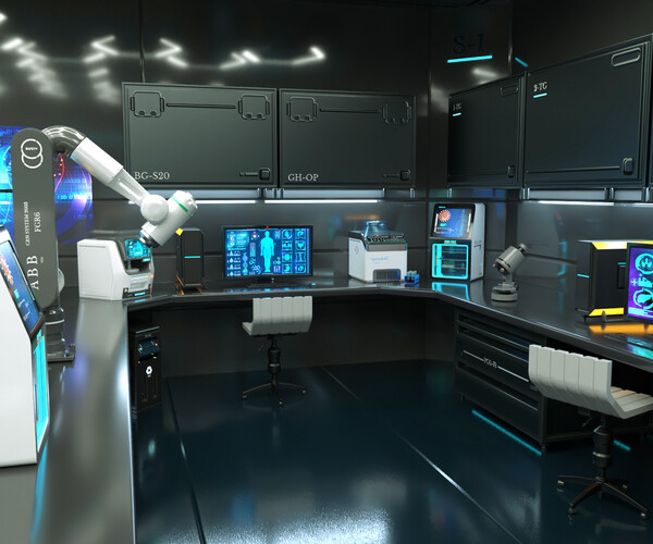 ArtStation - Sci Fi Interior laboratory (modern) - scifi station 3D ...