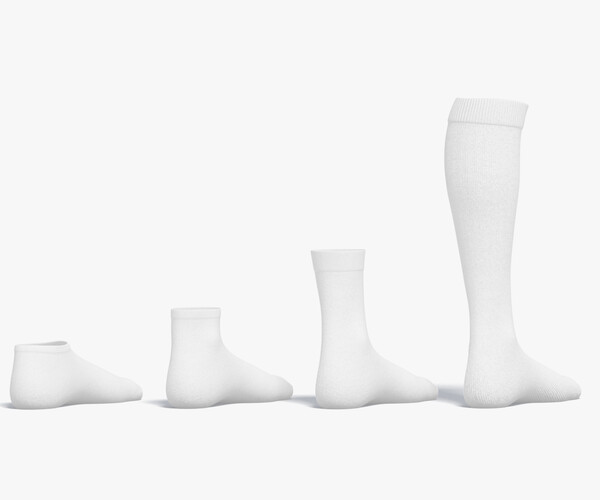 ArtStation - White Single Socks different shapes - fabric sox | Resources