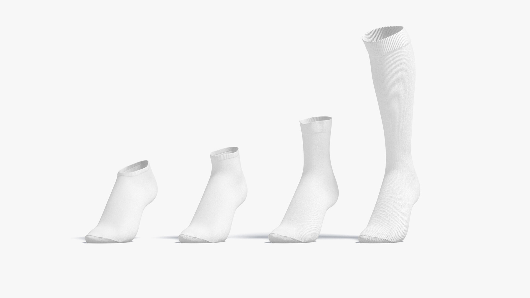 ArtStation - White Single Socks on tiptoe different shapes - fabric sox ...