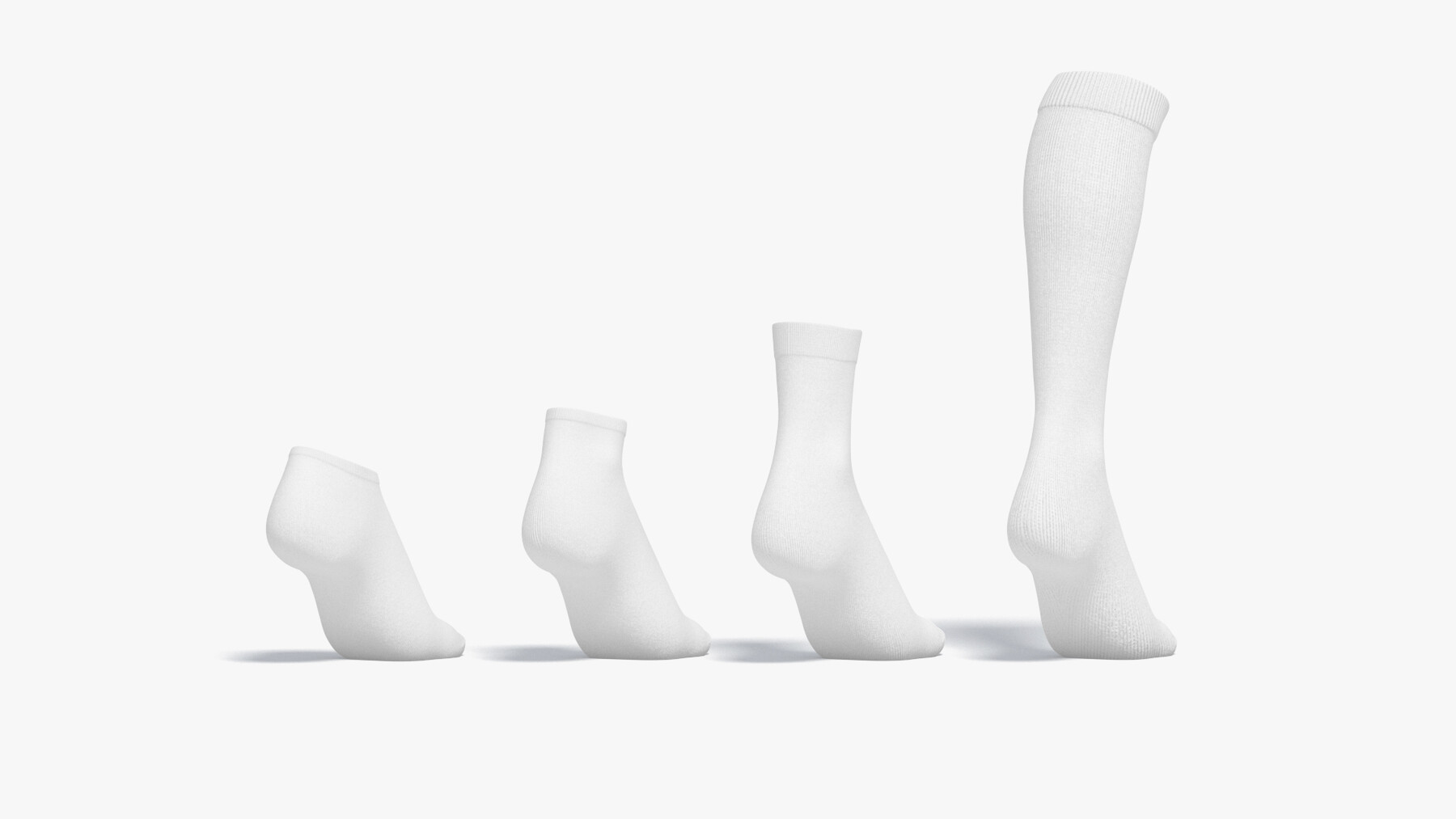 ArtStation - White Single Socks on tiptoe different shapes - fabric sox ...