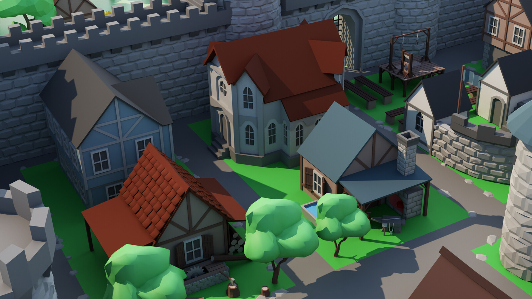 ArtStation - Tile pack castle Low-poly 3D model | Game Assets