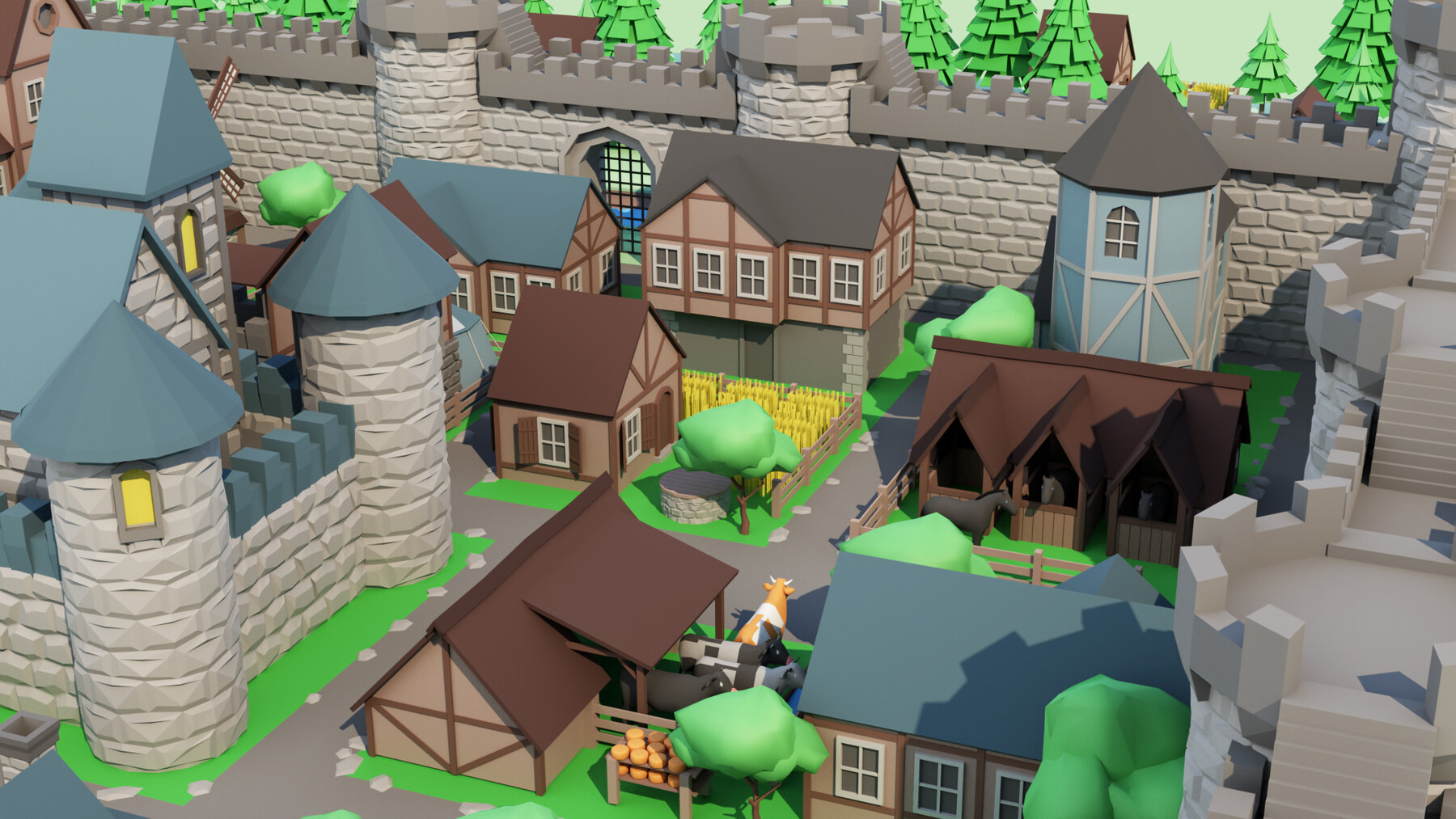 ArtStation - Tile pack castle Low-poly 3D model | Game Assets