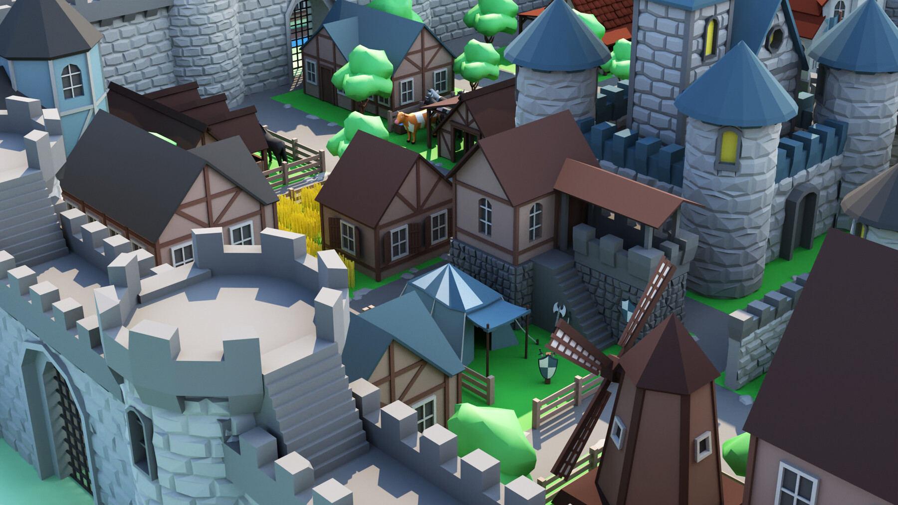 ArtStation - Tile pack castle Low-poly 3D model | Game Assets
