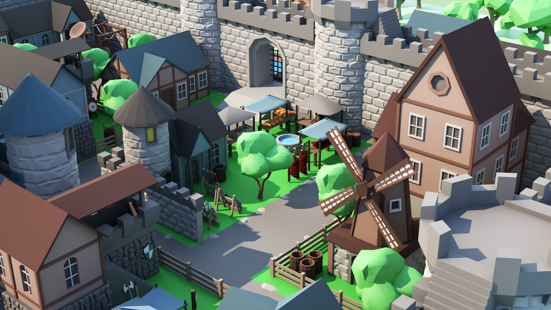 ArtStation - Tile pack castle Low-poly 3D model | Game Assets