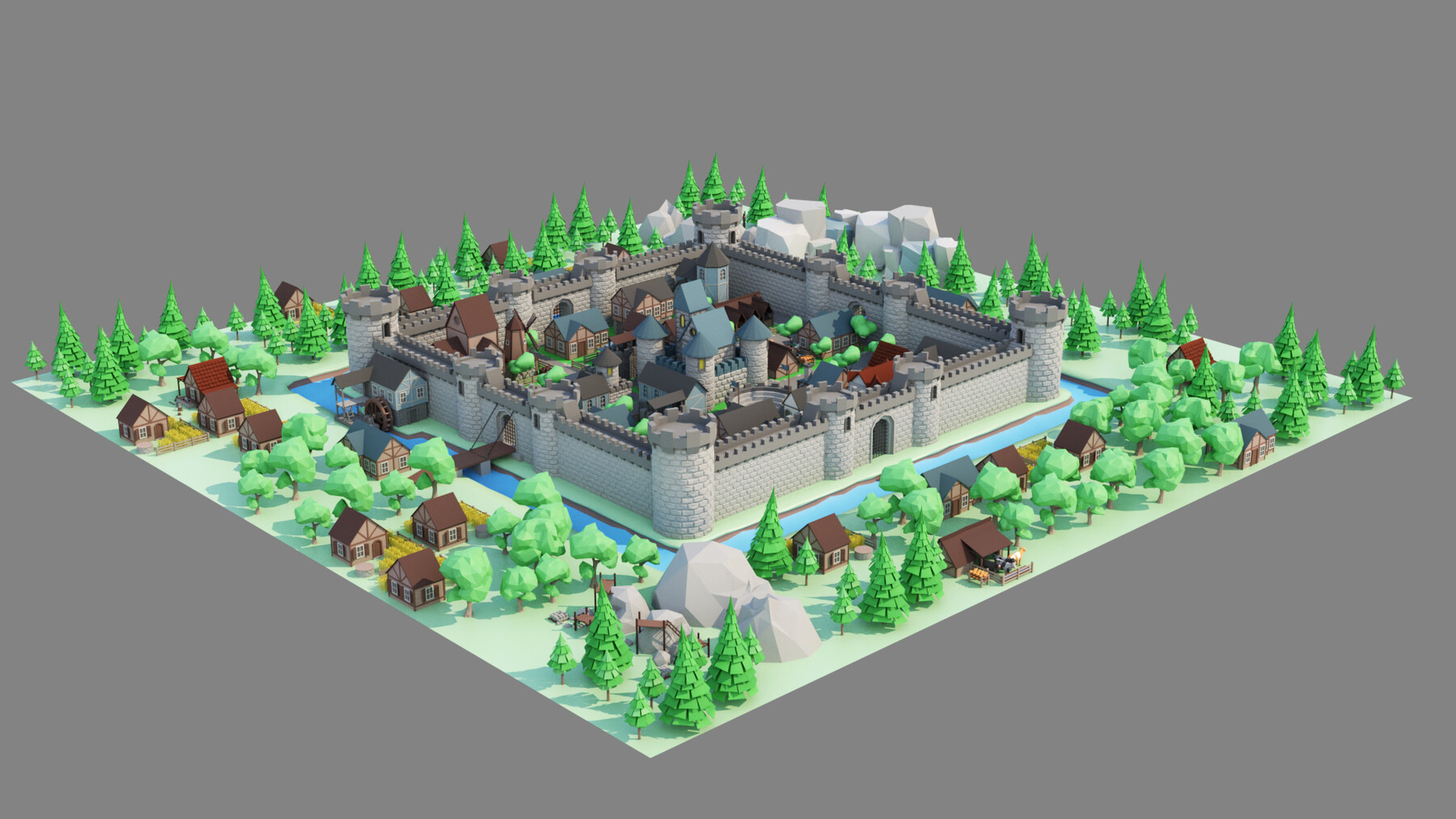 ArtStation - Tile pack castle Low-poly 3D model | Game Assets
