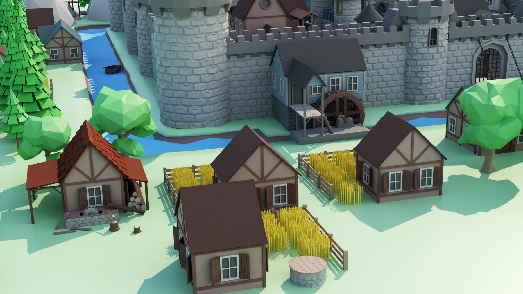 ArtStation - Tile pack castle Low-poly 3D model | Game Assets