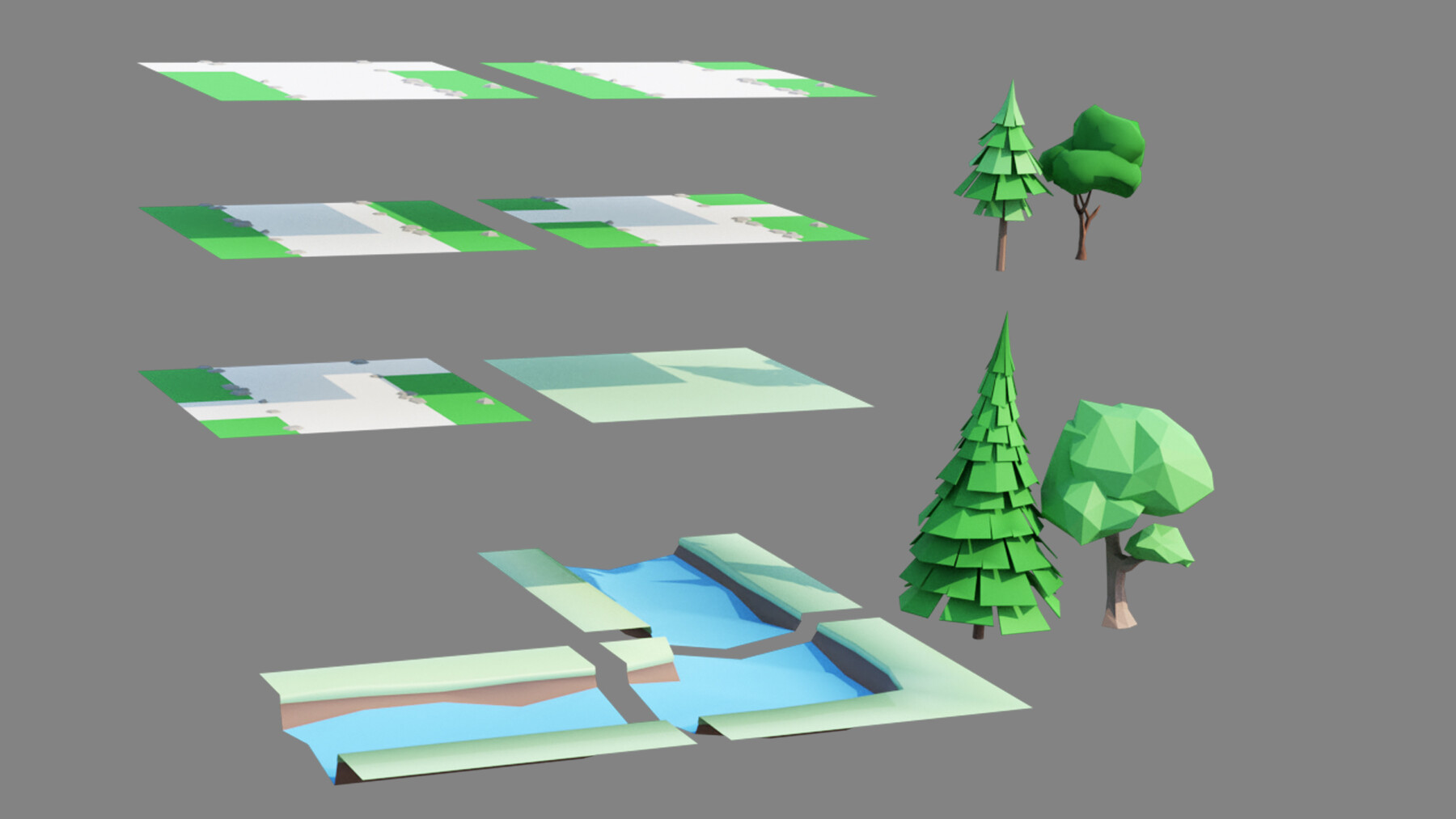 ArtStation - Tile pack castle Low-poly 3D model | Game Assets