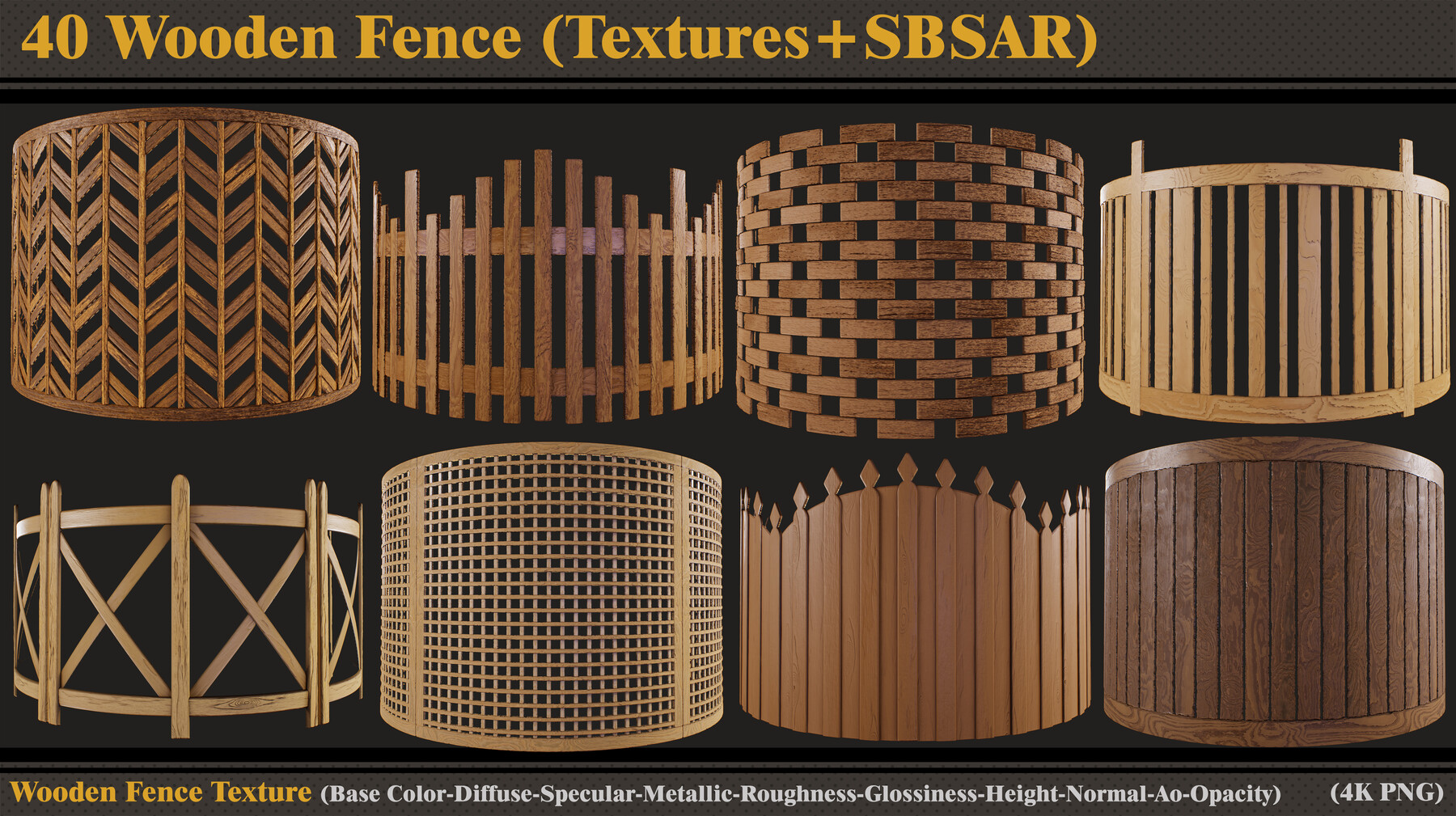 ArtStation - 40 Wooden Fence (Textures + SBSAR) | Game Assets