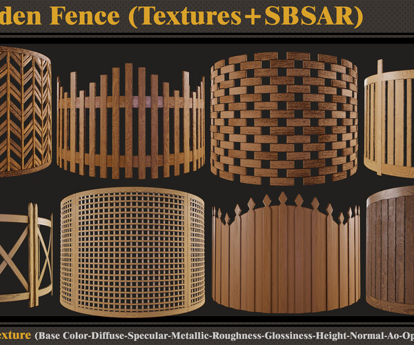 ArtStation - 40 Wooden Fence (Textures + SBSAR) | Game Assets