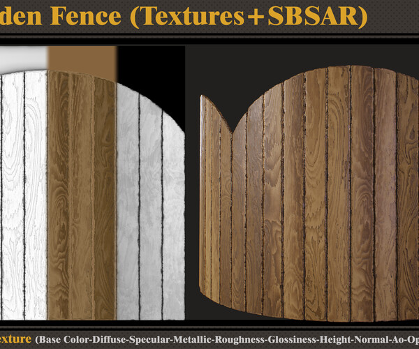 ArtStation - 40 Wooden Fence (Textures + SBSAR) | Game Assets