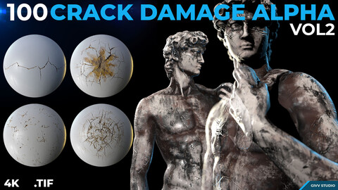 ArtStation - 100 Crack Damage Alpha Vol 2 | Brushes