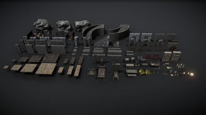 ArtStation - 125 Piece Dungeon Modular Kitbash | Blender & Unreal Engine 5 | Resources