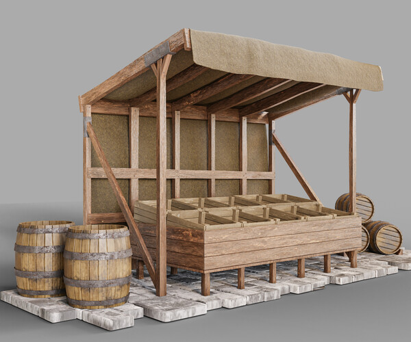 ArtStation - Medieval Market Stall | Game Assets