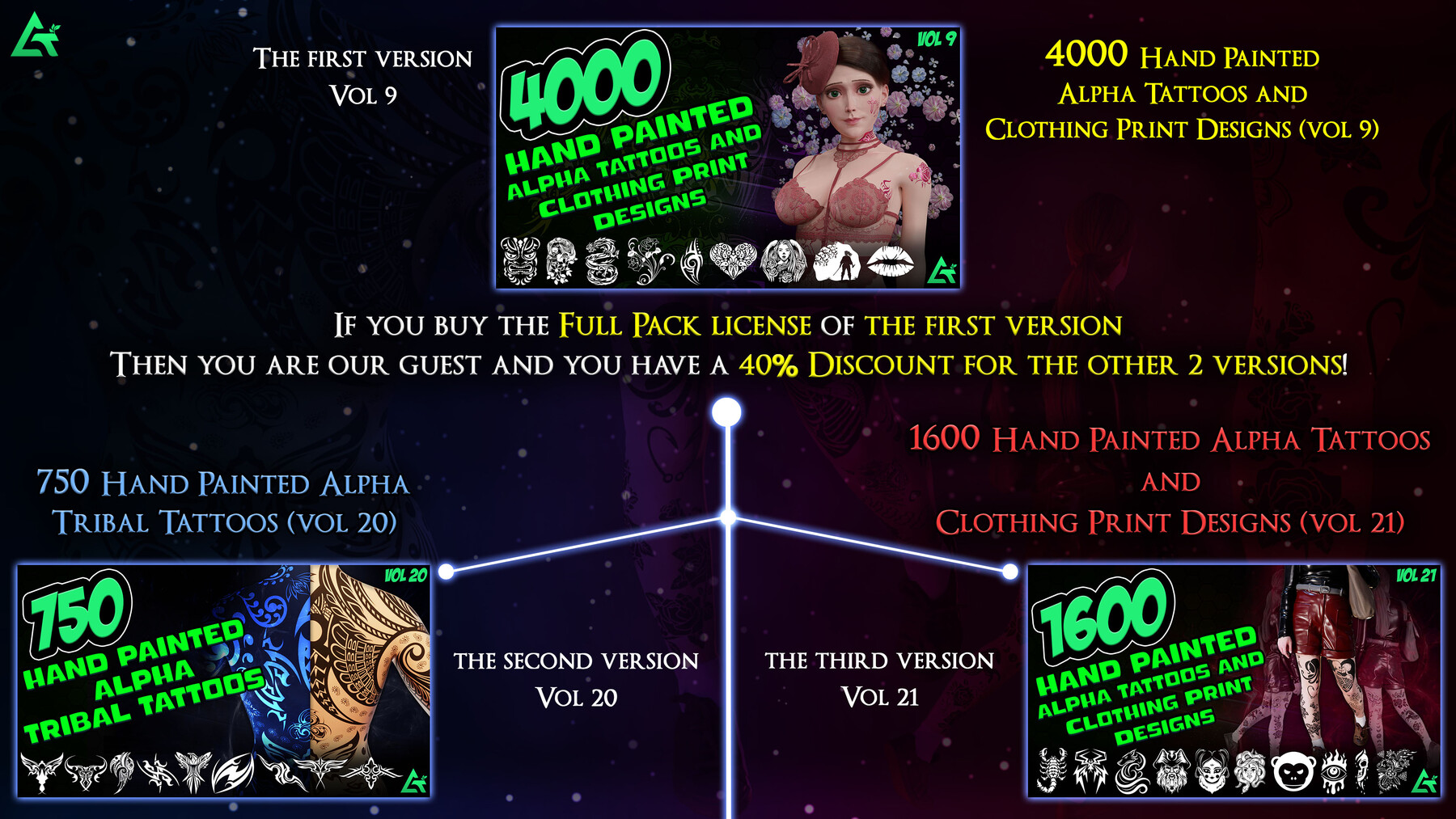 ArtStation - 1600 Hand Painted Alpha Tattoos and Clothing Print Designs ...