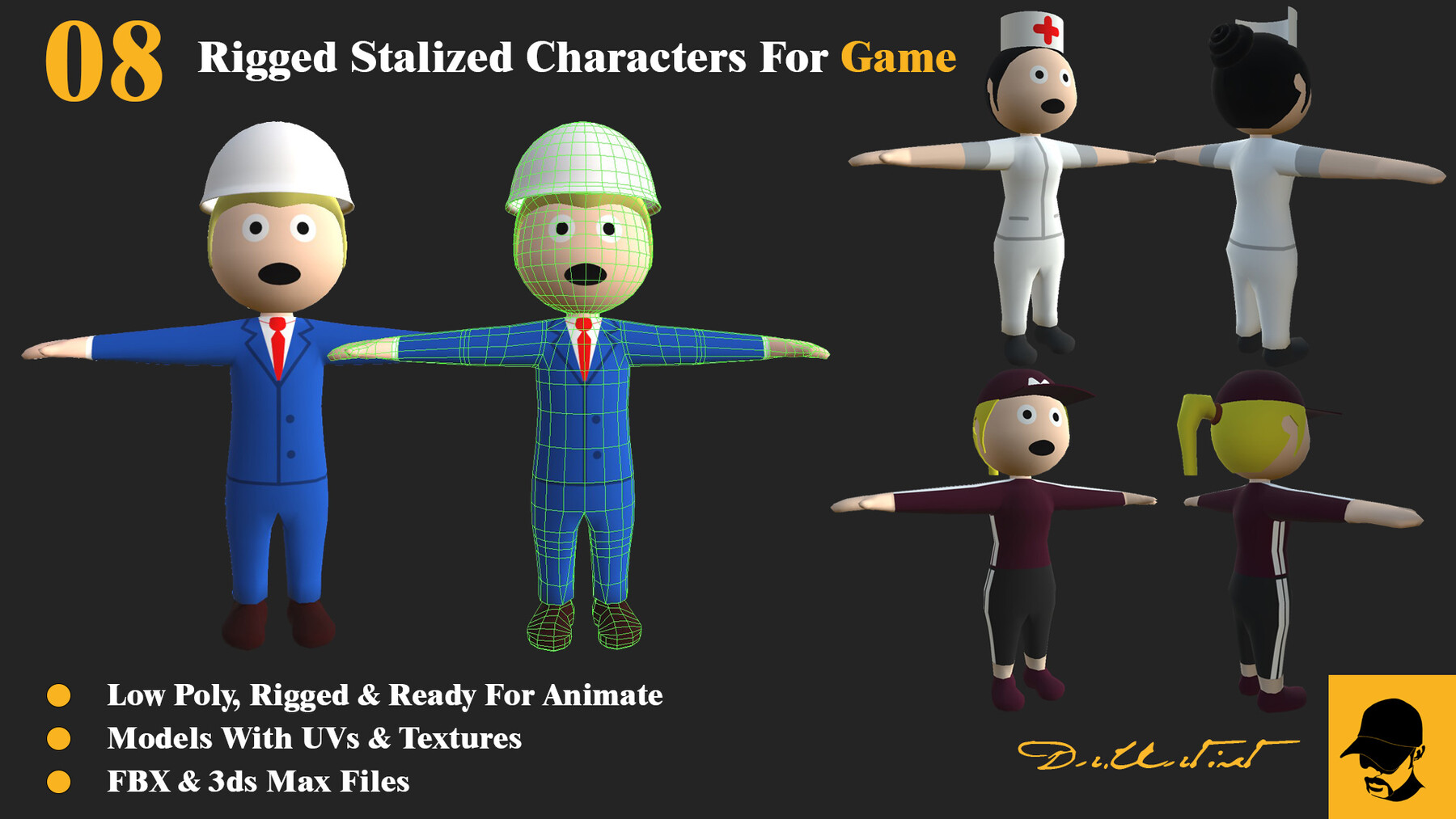 ArtStation - 8 Rigged stalized Characters for Game | Game Assets