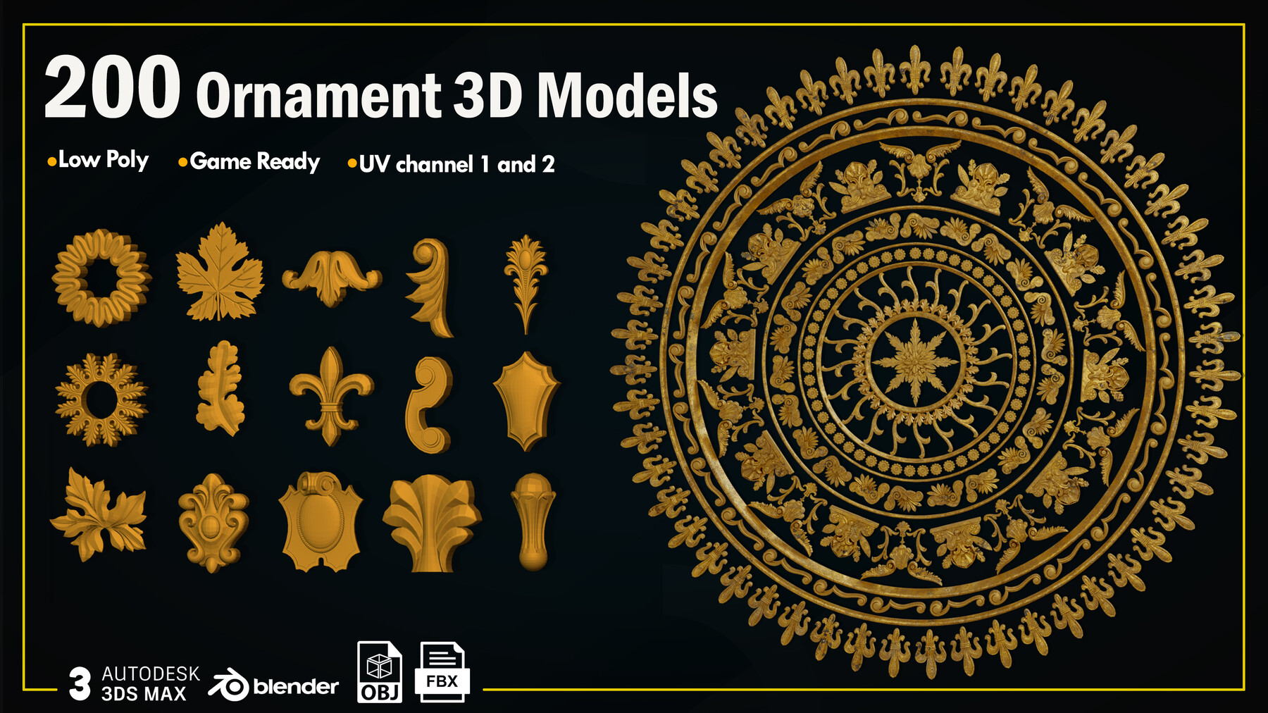 ArtStation - 200 Ornament 3D Models | Resources