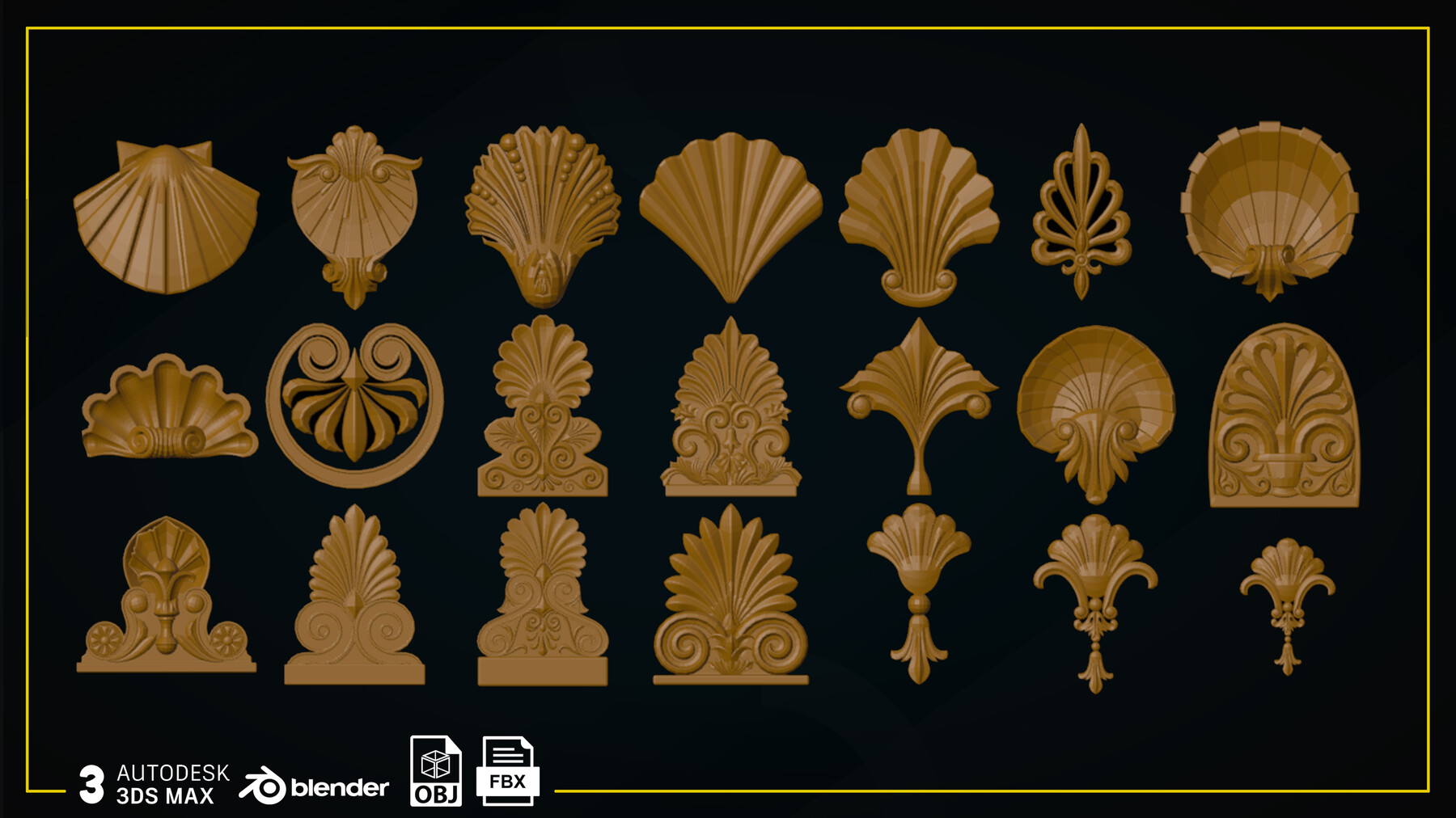 ArtStation - 200 Ornament 3D Models | Resources