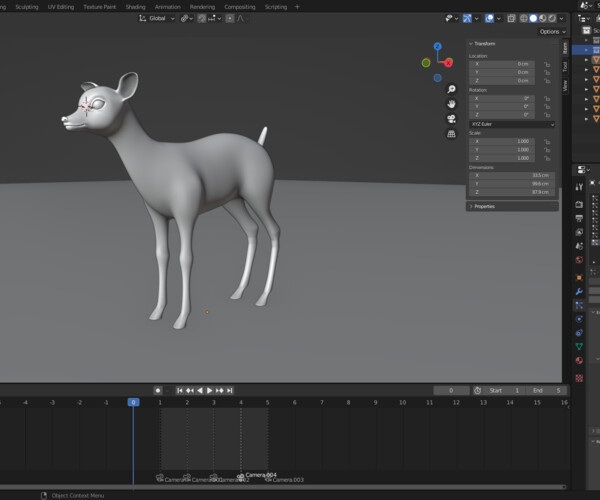 ArtStation - Fur Fawn Deer Rigged and Animated Blender | Game Assets