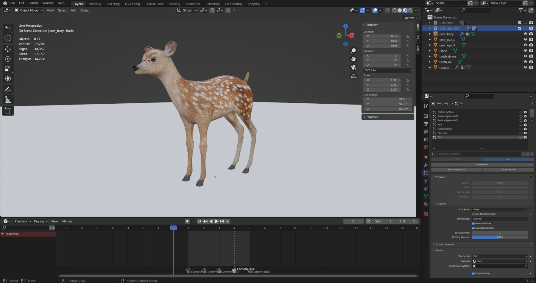 ArtStation - Fur Fawn Deer Rigged and Animated Blender | Game Assets