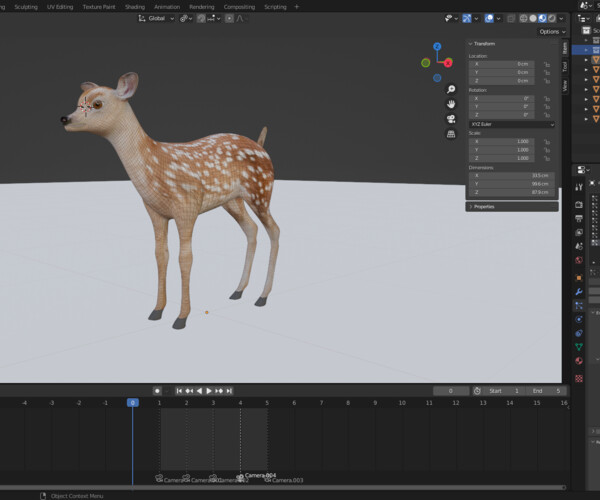 ArtStation - Fur Fawn Deer Rigged and Animated Blender | Game Assets