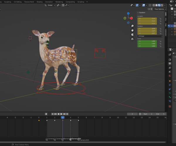 ArtStation - Fur Fawn Deer Rigged and Animated Blender | Game Assets