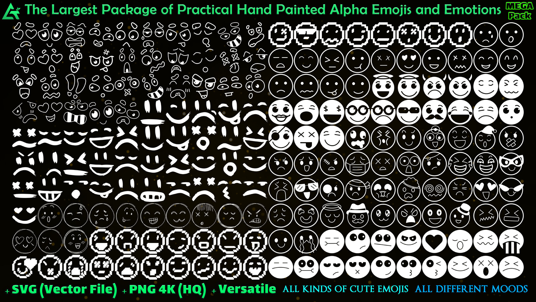 ArtStation - 1500 Hand Painted Alpha Emojis and Emotions for Graffiti ...