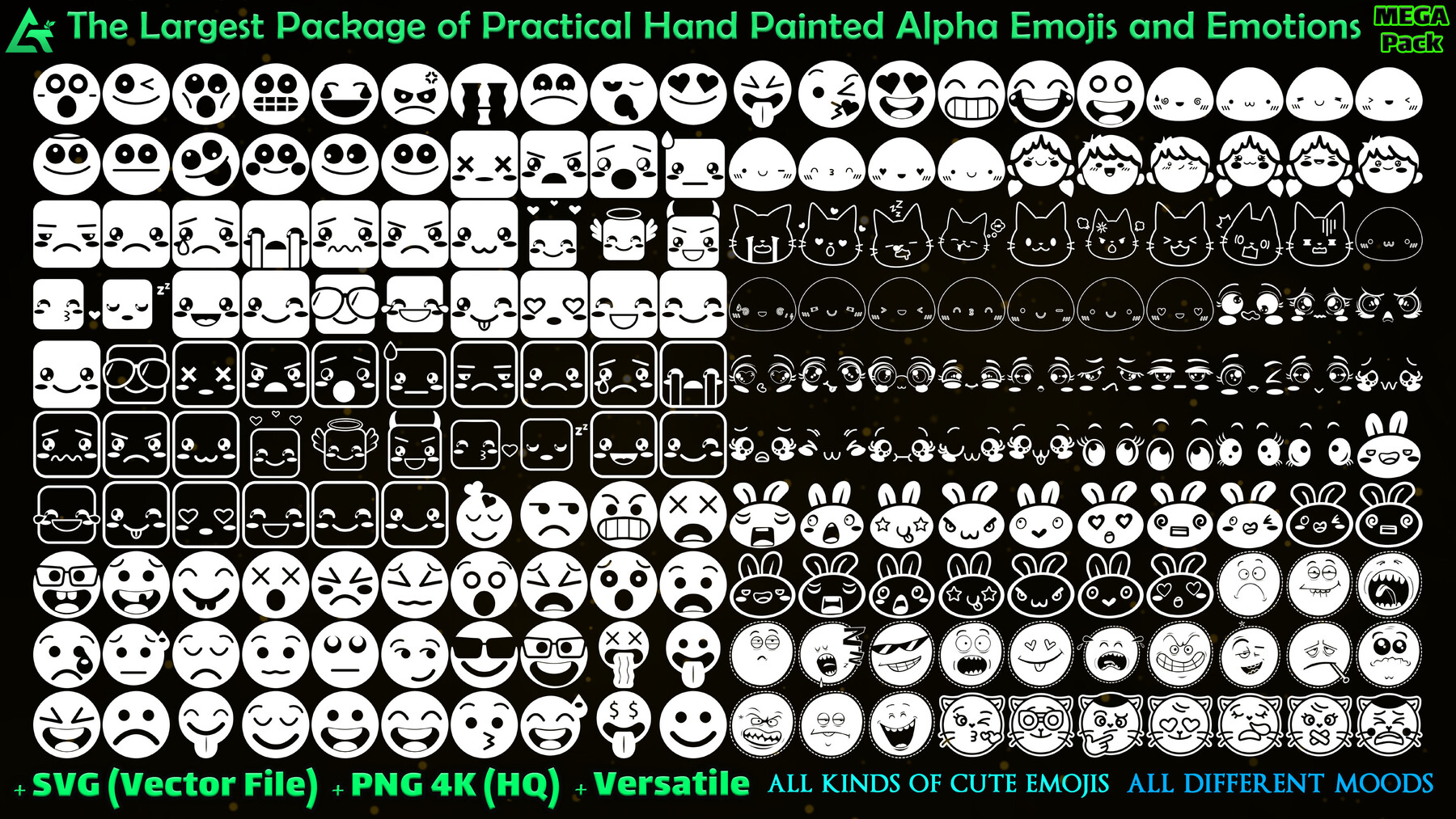 ArtStation - 1500 Hand Painted Alpha Emojis and Emotions for Graffiti ...