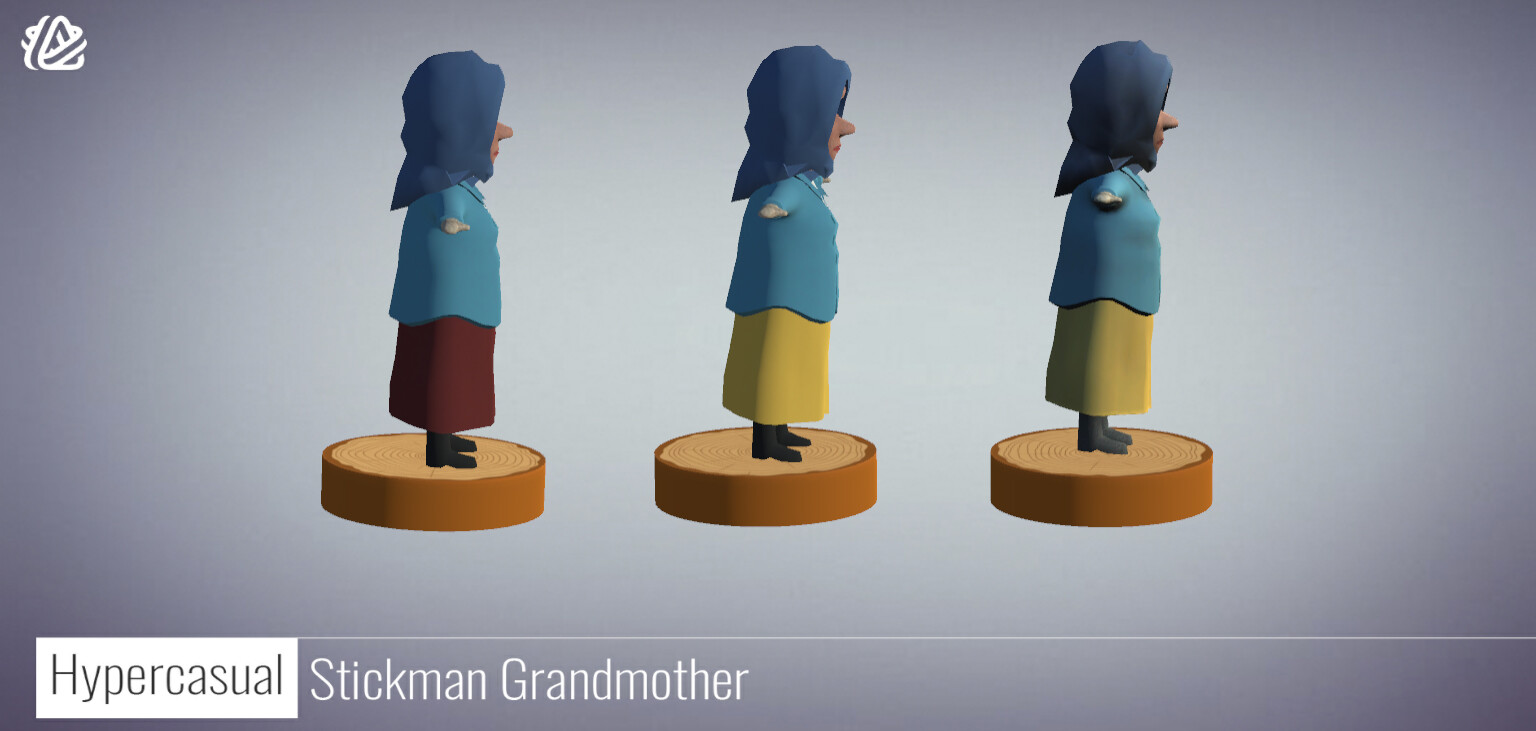 ArtStation - Grandmother character 3D - low poly old woman | Game Assets