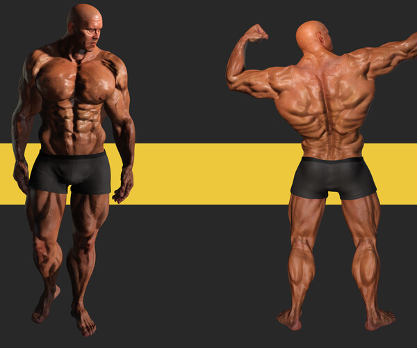 ArtStation - Realistic Male Bodybuilder 3D HQ Low-poly 3D model | Game ...
