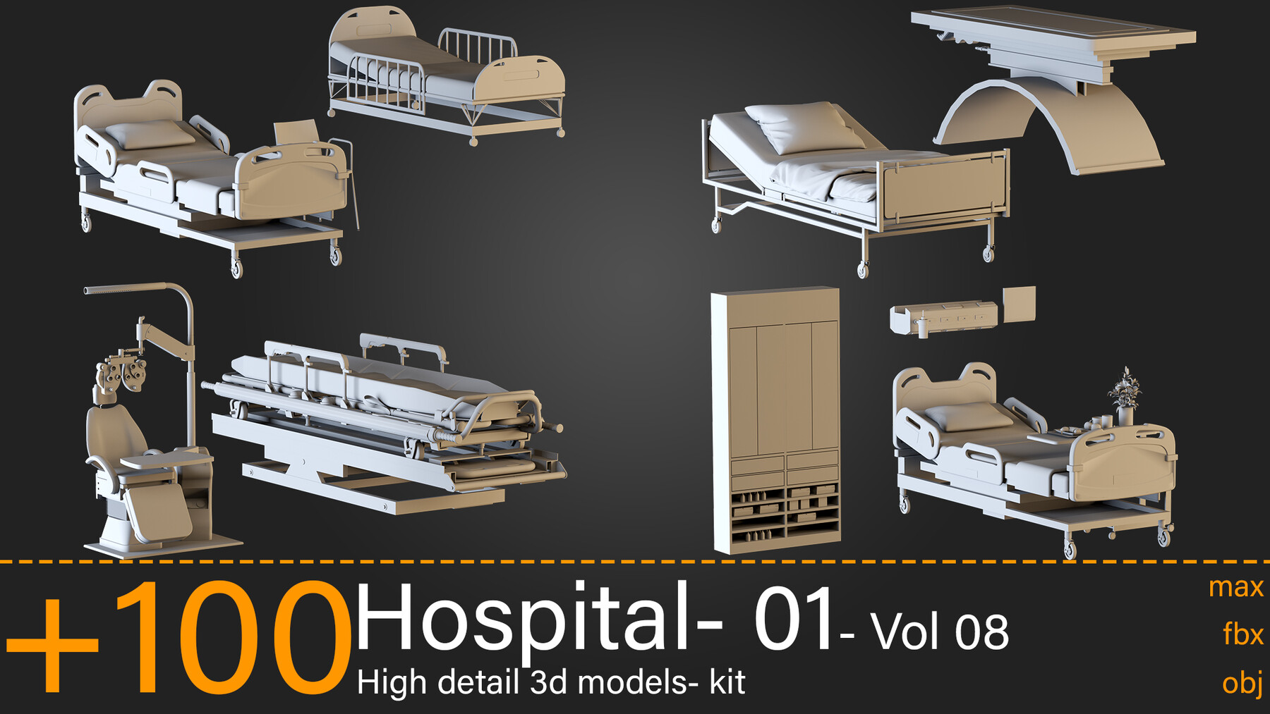 ArtStation - +100- Hospital equipments 01- Vol 08- 3d models-max.fbx.obj | Resources