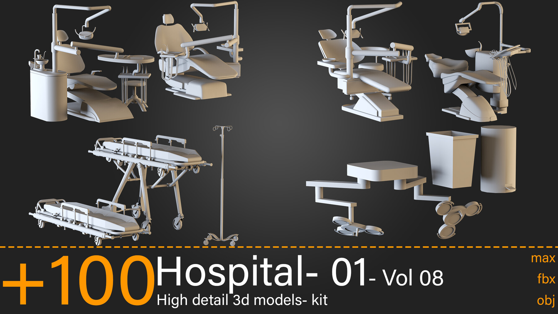 ArtStation - +100- Hospital equipments 01- Vol 08- 3d models-max.fbx.obj | Resources