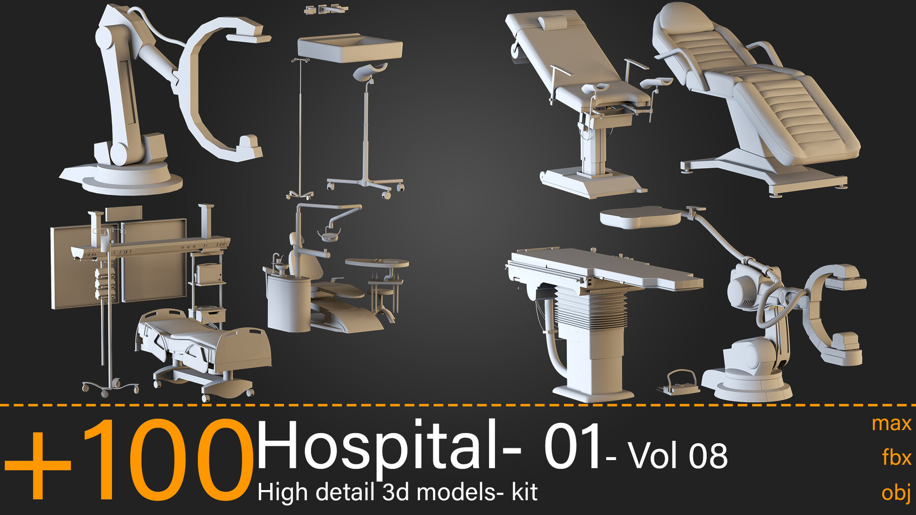 ArtStation - +100- Hospital equipments 01- Vol 08- 3d models-max.fbx.obj | Resources