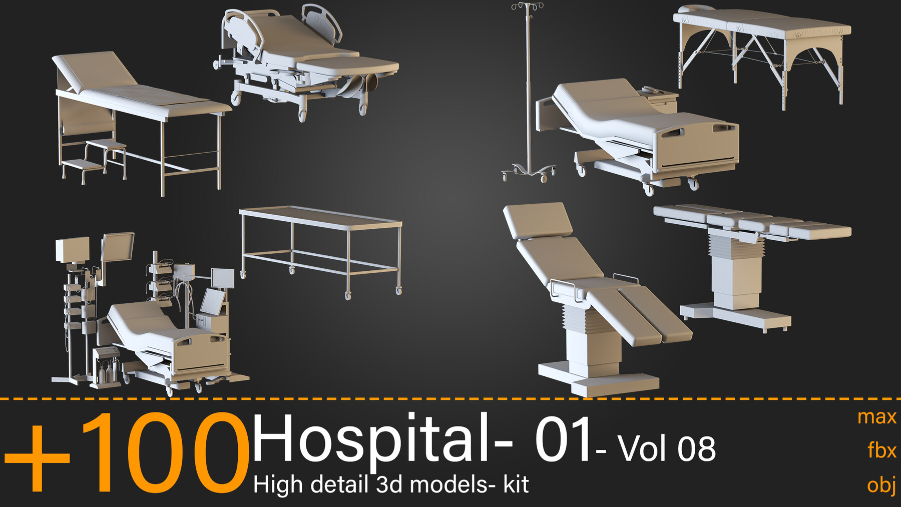 ArtStation - +100- Hospital equipments 01- Vol 08- 3d models-max.fbx.obj | Resources