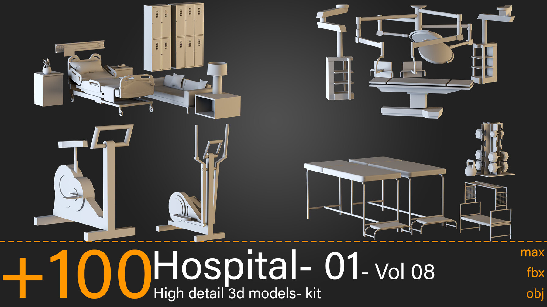 ArtStation - +100- Hospital equipments 01- Vol 08- 3d models-max.fbx.obj | Resources
