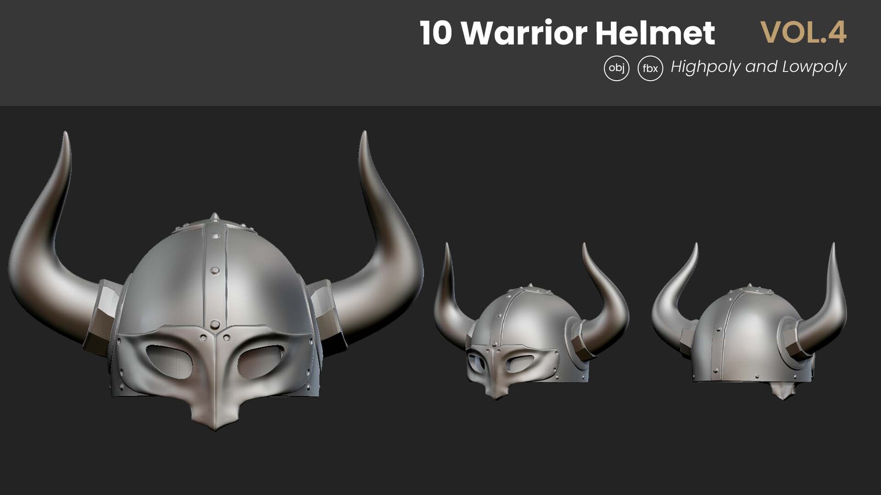 ArtStation - 10 Warrior Helmets (Highpoly and Lowpoly) Vol. 04 | Game Assets