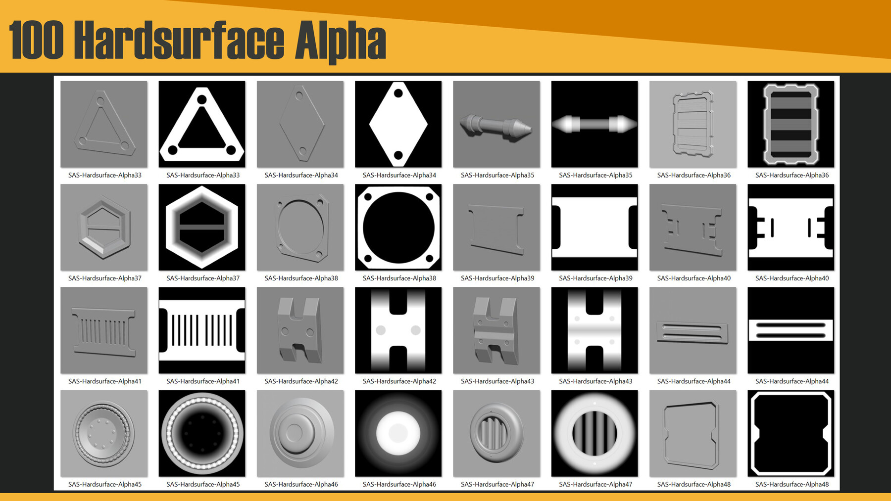 ArtStation - 100 Hardsurface Alpha | Brushes
