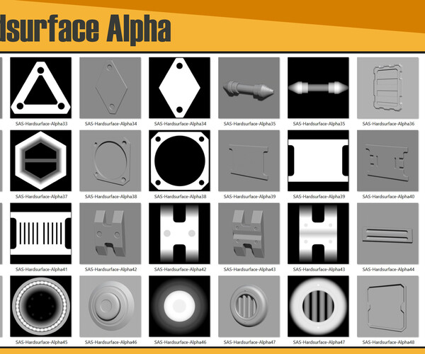 ArtStation - 100 Hardsurface Alpha | Brushes