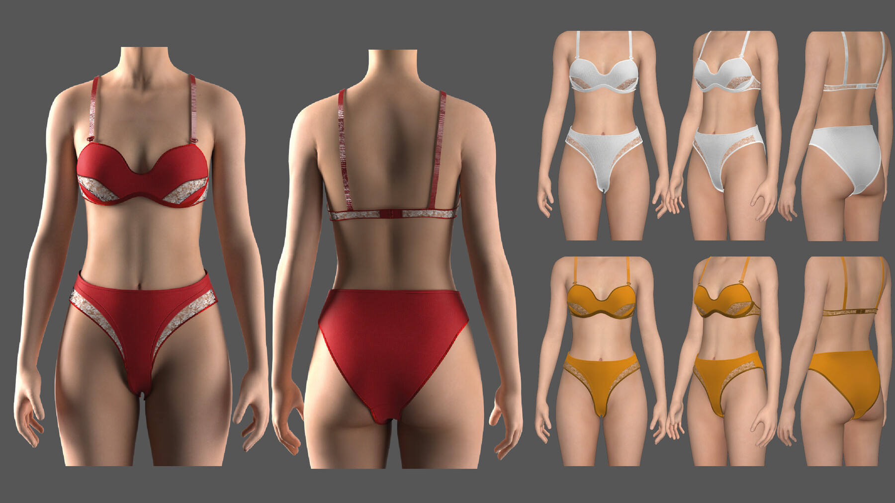 ArtStation - +4 Bikini with textures and colorways +CLO3D and MD files (ZPRJ) +OBJ + FBX | Game ...