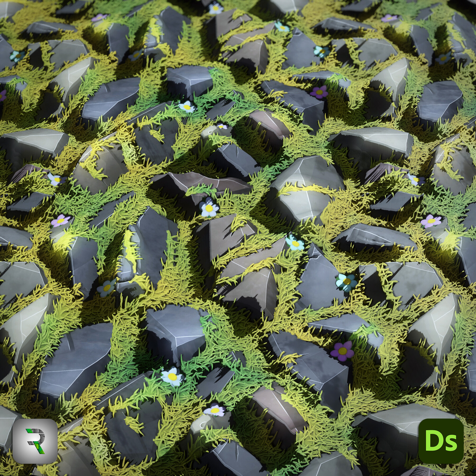 ArtStation - Overgrown Rocks Stylized 1.0 | Game Assets