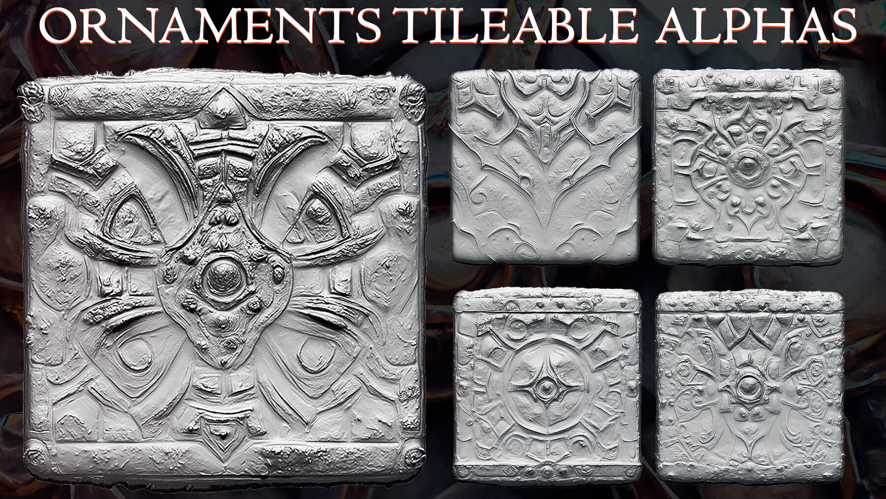 ArtStation - Ornaments Tileable Alphas (Displacement Maps) for ZBrush ...
