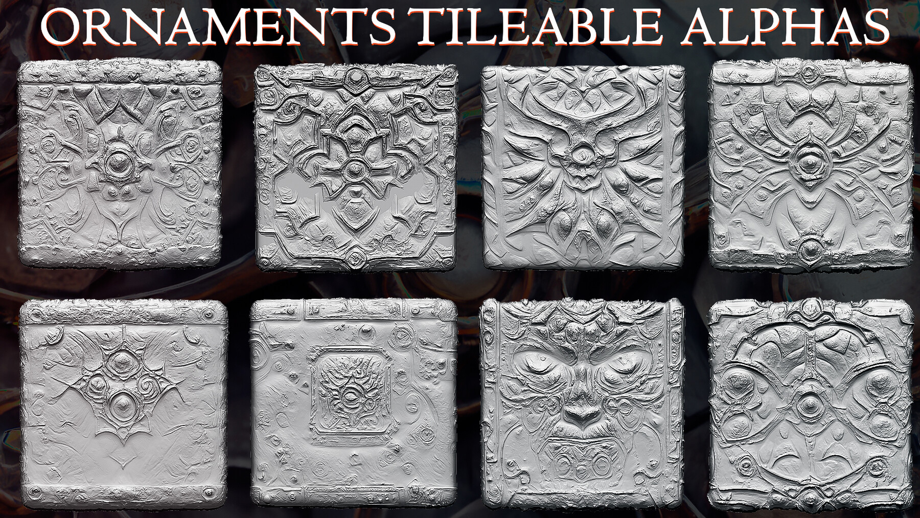 ArtStation - Ornaments Tileable Alphas (Displacement Maps) for ZBrush ...
